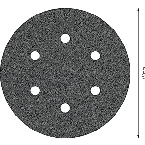 Bosch 2608605124 F355 Sanding Discs for Stone, Velcro Type, 6 Hole, 150mm, P80 Grit, Black, Pack of 5