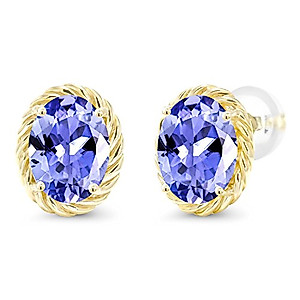 Gem Stone King 14K Yellow Gold 8X6MM Oval Gemstone Birthstone Earrings | Yellow Gold Earrings for Women