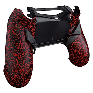 eXtremeRate Textured Red Dawn Programable Remap Kit for PS4 Controller with Upgrade Board & Redesigned Back Shell & 4 Back Buttons - Compatible with JDM-040/050/055 - Controller NOT Included