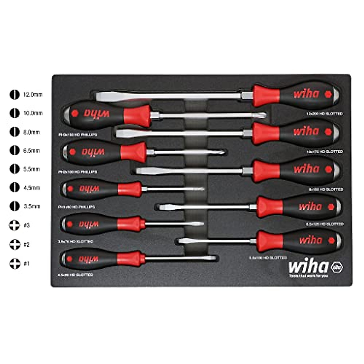 Wiha 10 Piece Extra Heavy Duty Cushion Grip Phillips Screwdriver Set