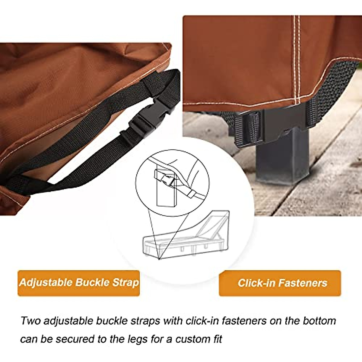 NettyPro Chaise Lounge Chair Covers Outdoor Waterproof Set 2, Patio Furniture Covers for Chaise Lounge Chairs, 76 x 26 x 32 Inch, Brown