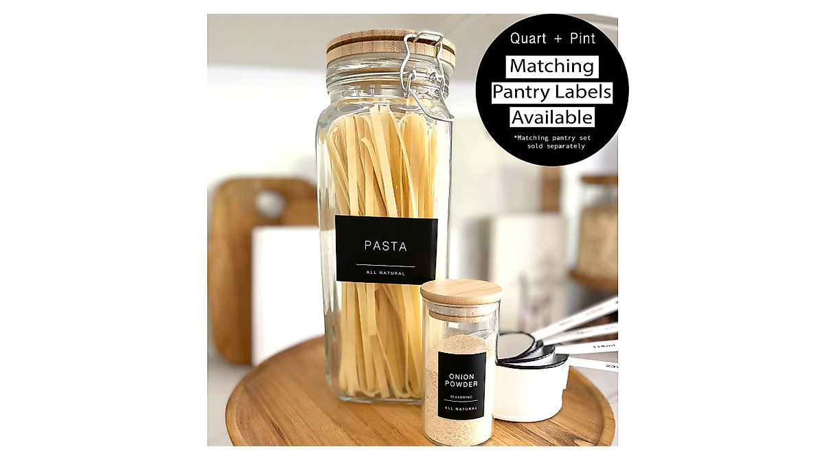 Quart + Pint 160 Waterproof Spice Labels for Kitchen Organization