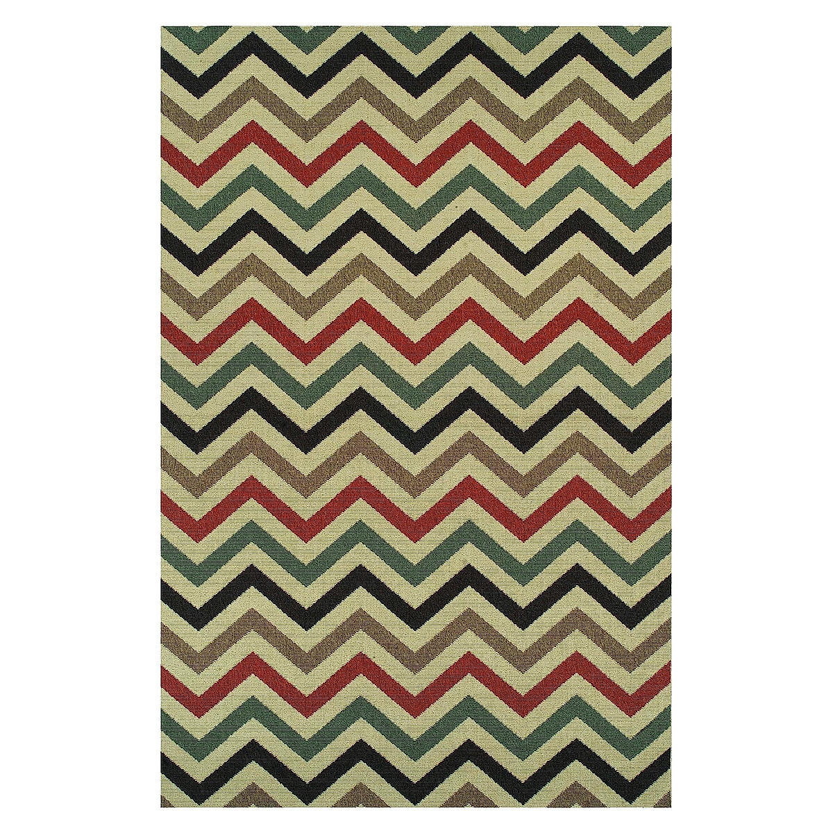 Superior Indoor Outdoor Area Rug, Jute Backed Rugs, Home Decor For Patio, Entryway, Kitchen, Living Room, Poolside, Office, Modern, Zig-Zag Floor Cover, Chevron Collection, 8' x 10', Beige