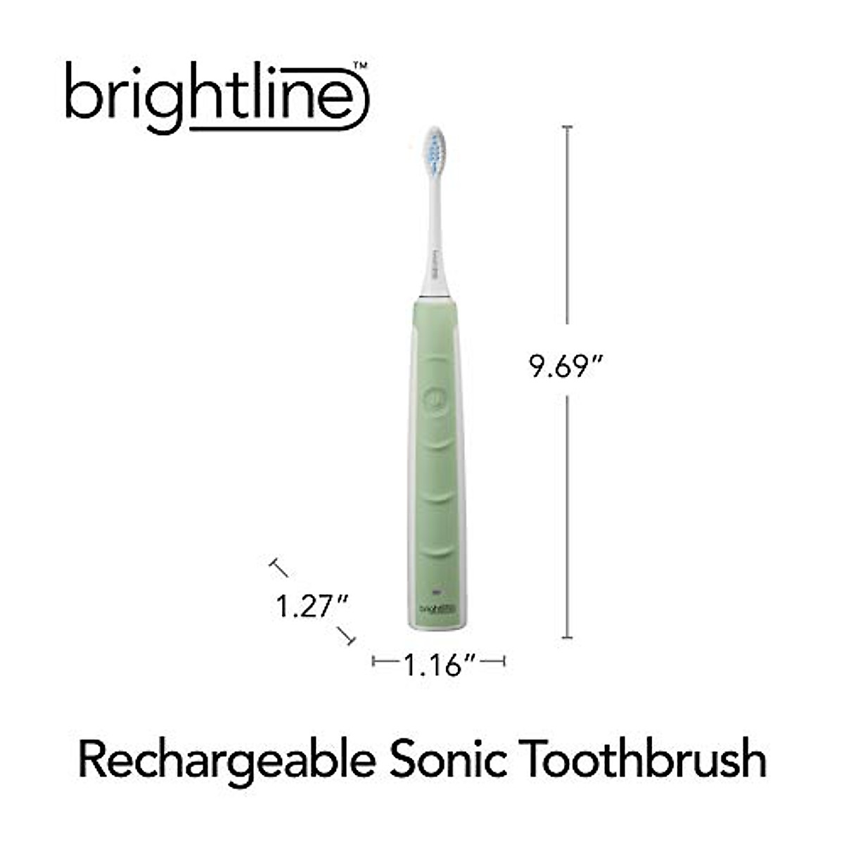 Brightline Rechargeable Sonic Electric Toothbrush With Adjustable Intensity Built In Timer, 1 Count, Mint Green (86700)
