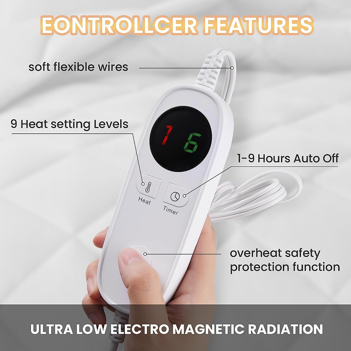 Heated Mattress Pad California King Size with 9 Heat Settings Controller Quilted Electric Mattress Pad Fit Up to 21 Inch