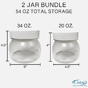 Cintog 2 Pack Collapsible Silicone Jars, Compact Airtight Food Storage Containers with Lids, Ideal for Kitchen, Camping, and Travel, Clear, 412016-000