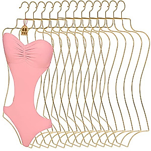 Body Shape Bikini Hanger Wire Body Shape Display Hangers Metal Lingerie Hangers Bathing Suit Hangers Swimsuit Hanger Bikini Swimwear Hanger for Clothes Coat(Gold, 16 Pcs)