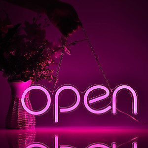 LED Open Sign,16x6 inch Open Signs for Business with Open Close Sign(Pink)