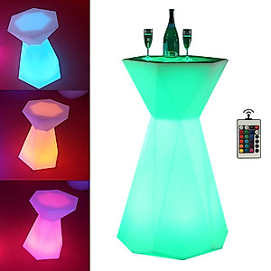 AKaSping LED Bar Table 19" Cocktail Tables with Remote Control 16 RGB Changing-Color Pub Table Hexagon Bistro Coffee Table Outdoor Light Up Bar Table Light Up Furniture