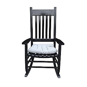 Knocbel Wooden Rocking Chair Porch Rocker with Cushion, Indoor/Outdoor High-Back Lounge Chair Patio Furniture for Balcony Lawn Pool Deck, 280lbs Weight Capacity (Black)