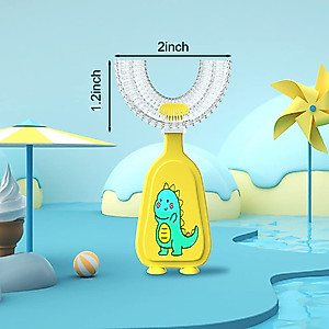 Ysglory Kids U-Shaped Toothbrush Toddler U-Shaped Toothbrush Manual Whole Mouth Toothbrush Age 2-6 & 6-12 360° Oral Teeth Cleaning Design (4 PCS)