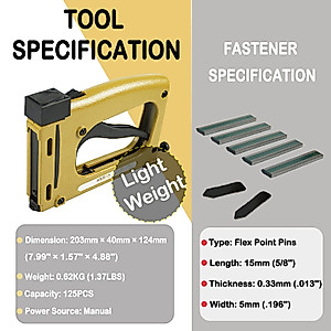 HM515 Point Driver, Manual Framing Tool with 1000PCS Flexible Points, 15mm(5/8”) Length Lightweight Flex Point Tacker for Picture Framing Joiner DIY