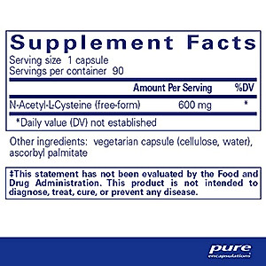 Pure Encapsulations NAC 600 mg | N-Acetyl Cysteine Amino Acid Supplement for Lung and Immune Support, Liver, and Antioxidants* | 90 Capsules