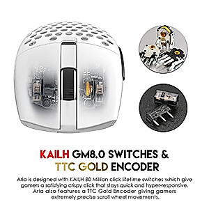 Fantech ARIA XD7 Wireless Gaming Mouse - Pixart 3395 Gaming Sensor 26000 DPI, KAILH GM8.0 Switches, Super Lightweight 59 Grams and Ambidextrous Egg Shape, 3-Mode Connectivity, White