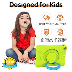 PEPKOO Kids Case for iPad 9.7 2017/2018 - Lightweight Shockproof Handle Stand Rugged Cover for Apple iPad 6th Generation/5th Gen/Air/Air 2 (Green)