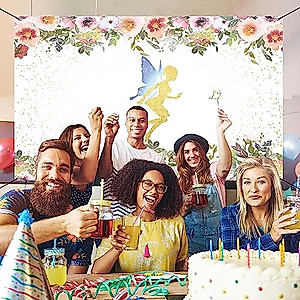 Floral Fairy Butterfly Photography Backdrops Girl Princess Wonderland Photo Background Spring Pink Gold Flower Princess Decor Happy Birthday Party Banner Baby Shower 71x44 inch Polyester Fabric