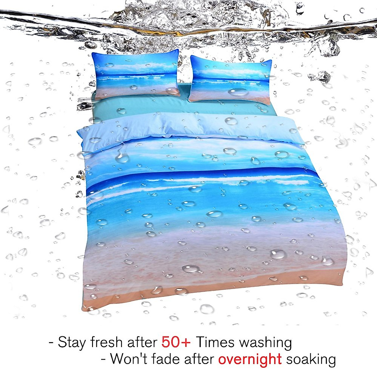 Sleepwish Ocean Bedding Beach Duvet Cover Hot 3D Print Sea Inspired Bedding with 2 Pillow Shams - Twin