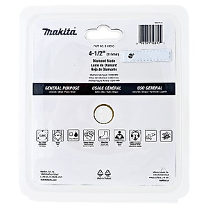 Makita 2 Pack - 4.5” Segmented Rim Diamond Blades For 4.5”+ Grinders & Circular Saws - Long-Lasting Cutting For Concrete, Masonry & Brick - 5/8”, 20mm & 7/8” Arbors