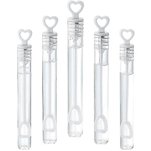 GIFTEXPRESS 96 pcs 4.2" White Heart Bubble Wands, Party Favors for Weddings Supplies, Valentine's Day, Party and Anniversaries (96 Pack)