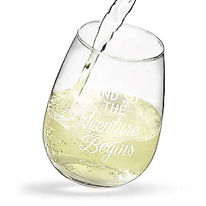 And So The Adventure Begins You Got This - Funny Wine Glass 15 Oz - Graduation Gifts, Going Away Gifts, New Journey Gifts, Job Change Gifts for Women Men BFF Friends Sister Coworkers Teacher Nurse