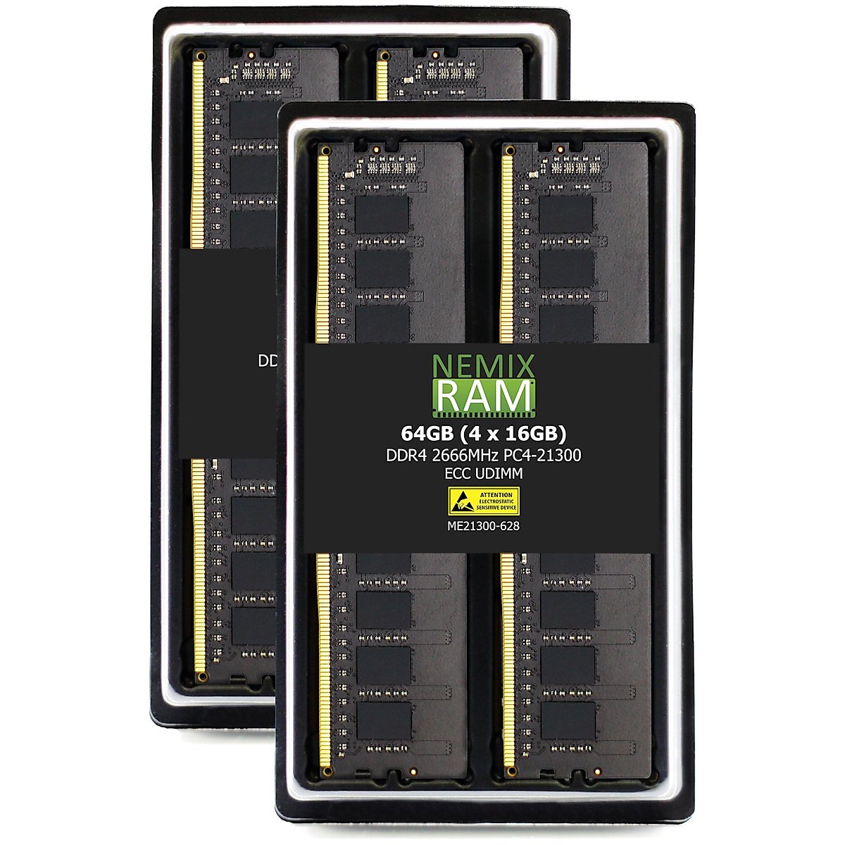 NEMIX RAM 64GB (4X16GB) DDR4 2666MHZ PC4-21300 2Rx8 1.2V CL19 288-PIN ECC Unbuffered UDIMM Memory KIT Compatible with Synology D4EC-2666-16G NAS Memory