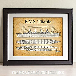 Titanic Poster Blueprints - 11x14 Unframed Print - Great Titanic Gift and Titanic Decor for History Buffs - Wonderful Titanic Picture