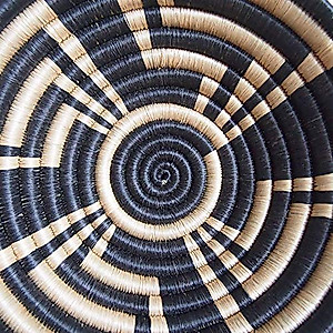 Small African Basket- Musoma/Rwanda Basket/Woven Bowl/Sisal & Sweetgrass Basket/Black, Tan