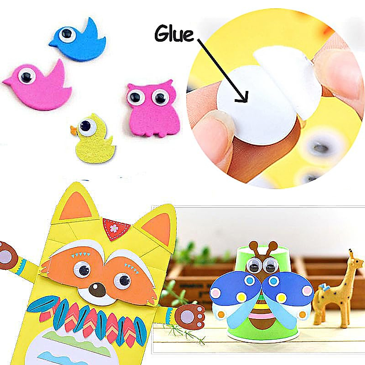 Vivixin Googly Eyes Self Adhesive 300pcs, Black Plastic Wiggle Googly Eyes for Crafts, Wiggle Googly Eyes, Large Googly Eyes Sticker for DIY (12mm)