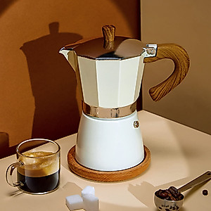 Coffee Pot, Moka Pot Italian Coffee Maker 6 cup/10 OZ Stovetop Espresso Maker for Gas or Electric Ceramic Stovetop Camping Manual Cuban Coffee Percolator for Cappuccino or Latte