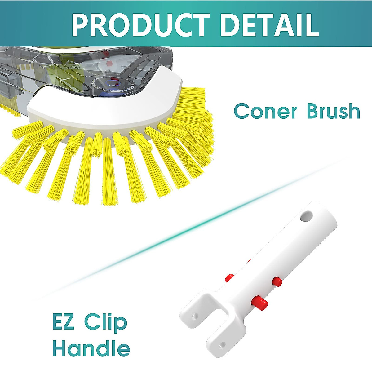 Cheerclean Pool Vacuum Head with Corner Bristles EZ Clip Handle Universal Swivel Connector for Pool Hose Above Ground Pools Inground Pool