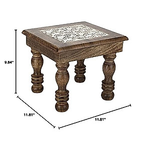 SAVON Wooden Step Stool Small Footstool footrest Table White Flowers