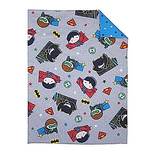 Warner Brothers Justice League 4 Piece Toddler Bedding Set, Grey/Blue/Red/Black