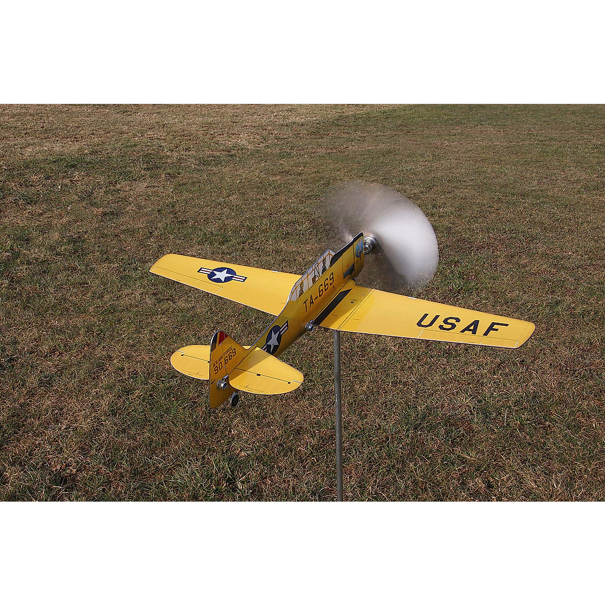 at-6 Airplane Windwheel; Propeller Turns When Windy; Stainless Steel; Garden Decoration