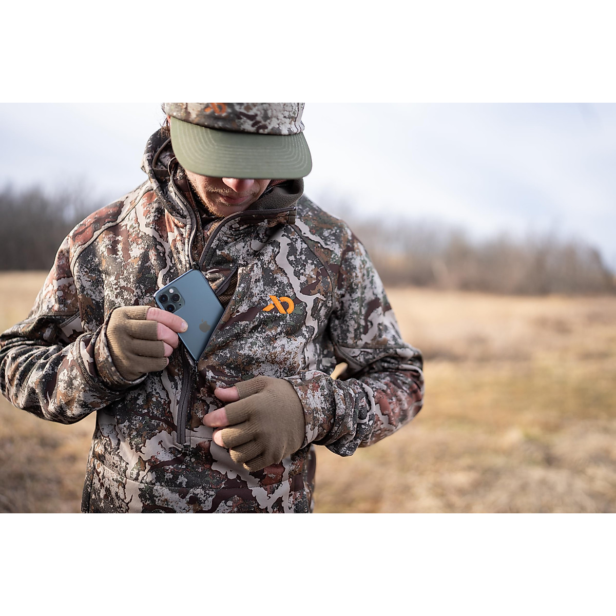 First Lite Talus Fingerless Merino Wool Glove - Lightweight Hunting Gloves - Dry Earth - Large