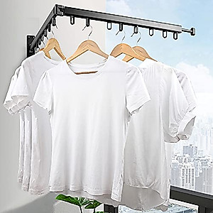 XuuSHA Wall Mounted Retracting Hanging Clothing Drying Ra Wall Mount-Folding Drying Rack, Clothes Storage Rack, Indoor Outdoor Drying Rack Telescopic Clothes, (Color : Black One Shot)