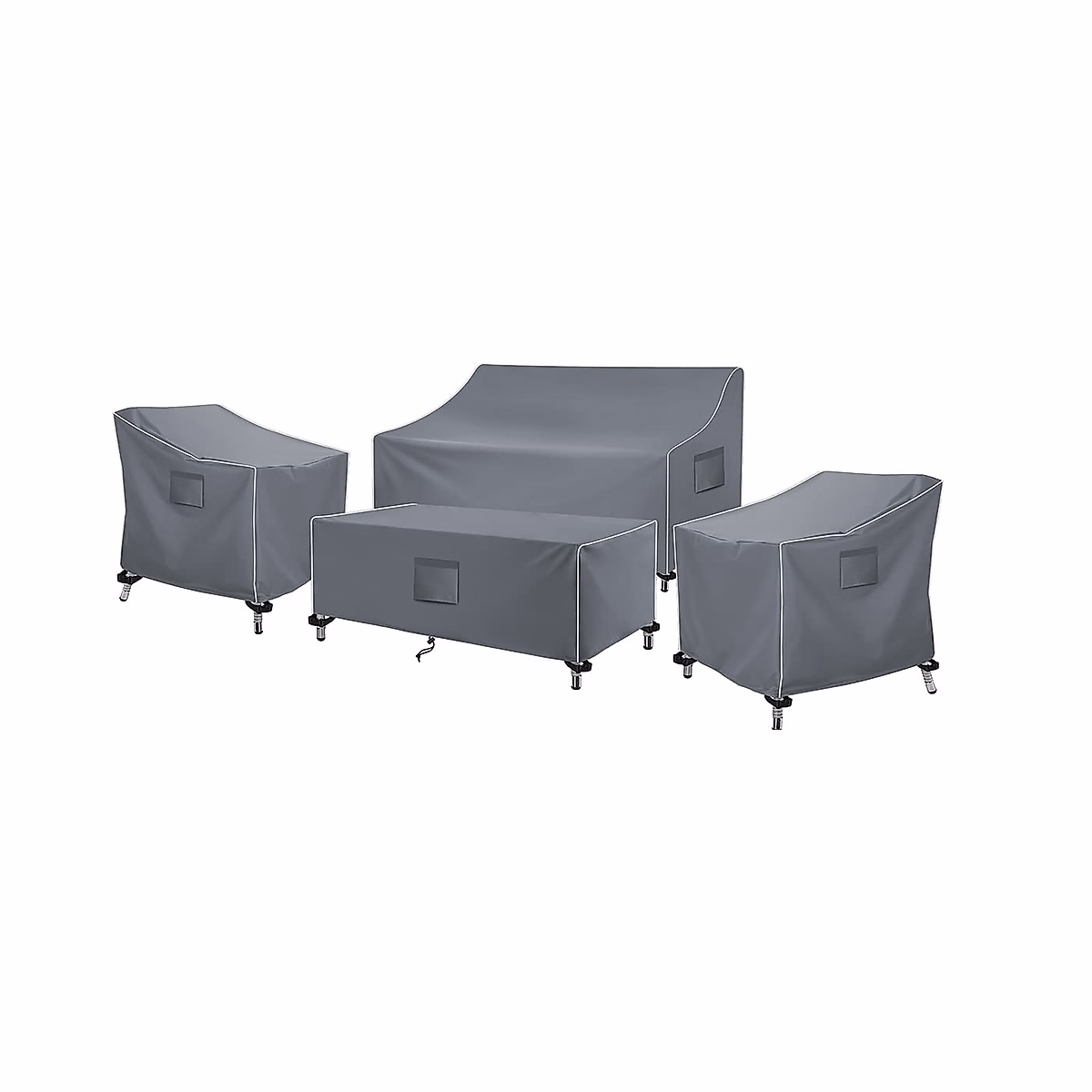 SIRUITON Patio Furniture Covers 4 Piece Set, Outdoor Furniture Cover Waterproof, Patio Furniture Set Covers, Heavy Duty Durable and Water Resistant Fabric, Fit for Chairs, Couch, Coffee Table, Grey