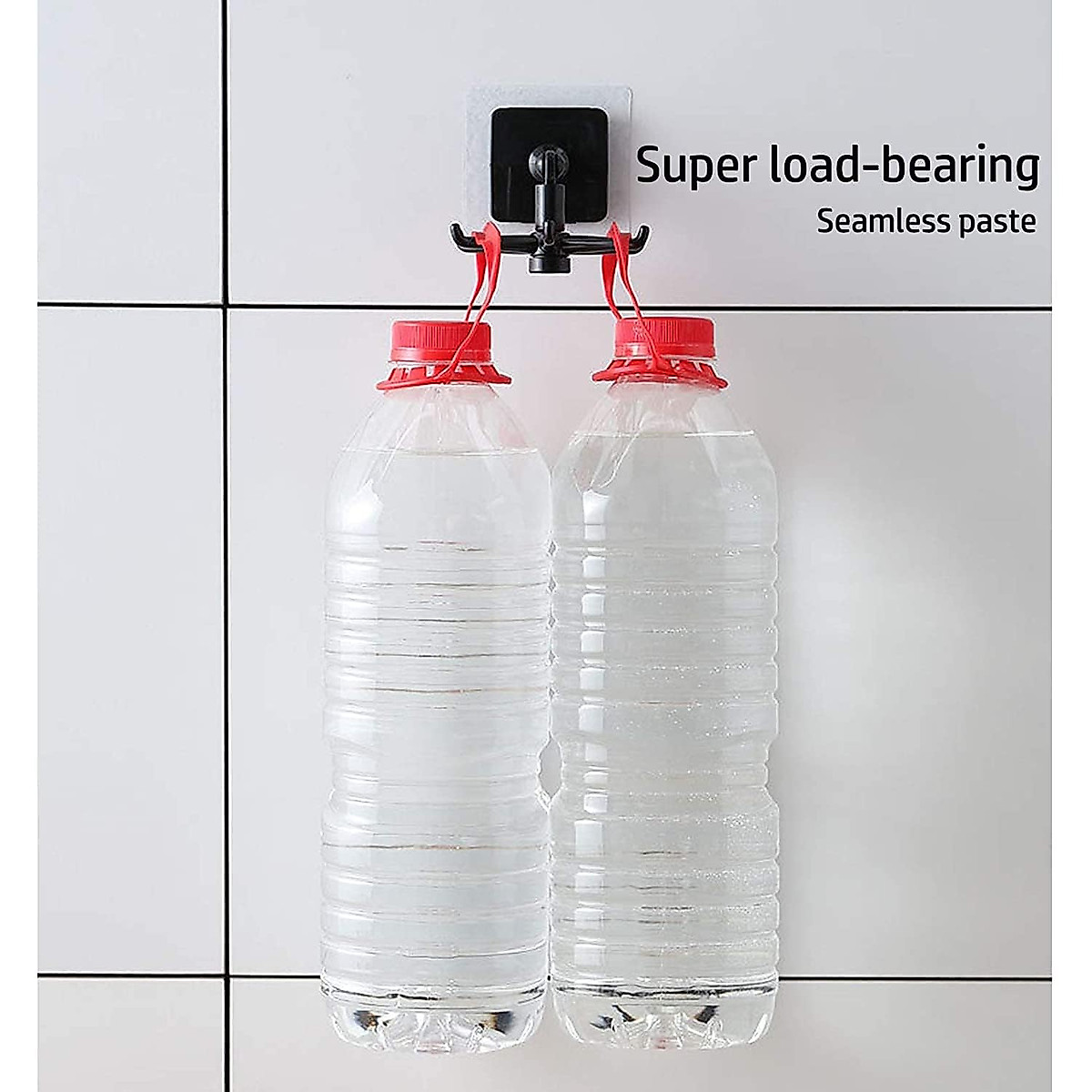 Probablei 360° Rotating Folding Hook, 360 Degrees Rotating Folding Hook, Hanging Utensil Holder, Multi-Purpose Hanging Utensil Holder Hooks, Self-Adhesive, for Kitchen Bathroom (6-Black,One Size)