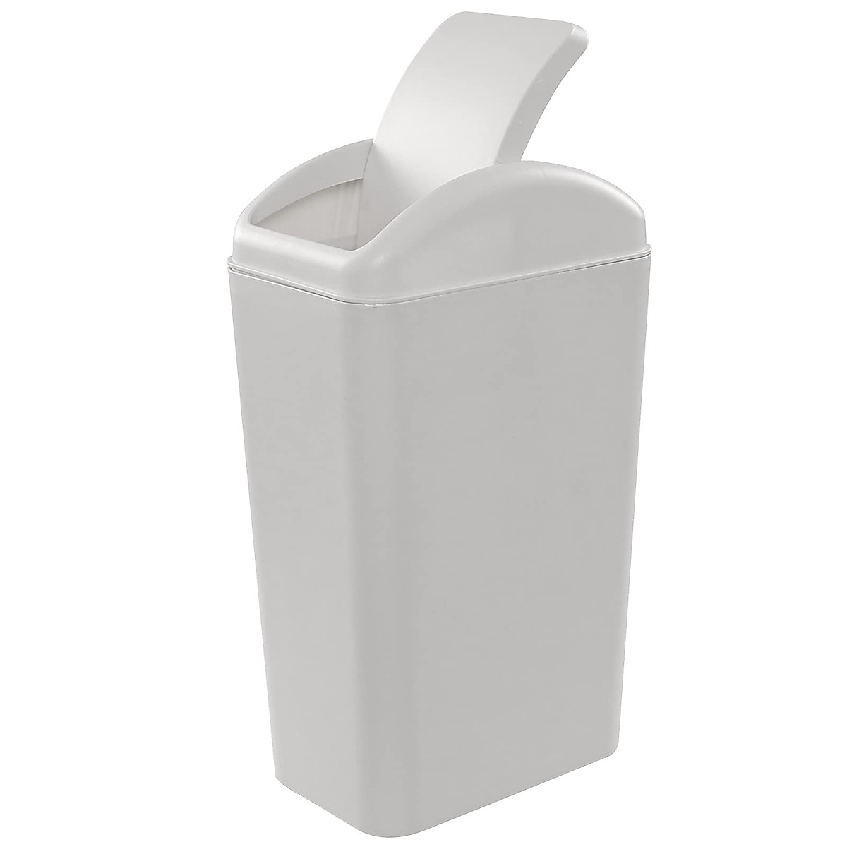 Saedy Swing Lid Trash Can, Greyish Plastic, 14 L Capacity