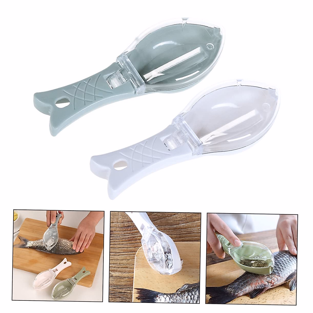 Holibanna 6 pcs Scale Remover Fish Cleaning kit Shrimp deveiner Tool frogmore Shrimp Cleaner Fish Scaler Shrimp Peeler and deveiner Tool Coconut Grater Tools as Peeling Machine with Cover