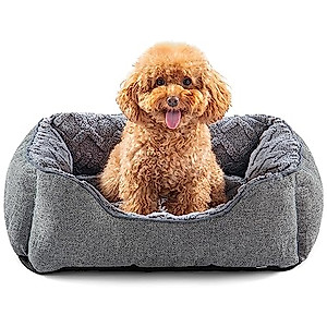 SHU UFANRO Small Dog Bed for Small Size Dogs, Washable Rectangle Durable Puppy Bed, Orthopedic Dog Sofa Bed, Soft Breathable Sleeping Pet Cuddler Beds for Indoor with Anti-Slip Bottom, Grey