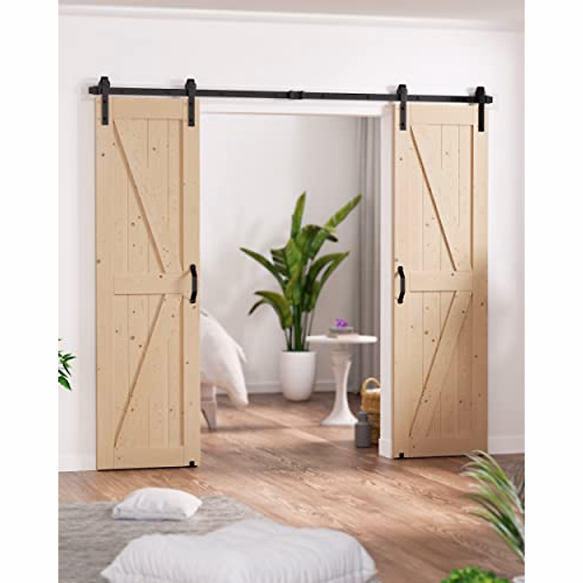 WINSOON 24in x 84 in Sliding Barn Door Interior Paneled Slab, DIY Unfinished Barn Doors Solid Spruce Wood, K Frame Planks, Pre-Drilled, Bottom Grooved, Easy to Install, Natural…