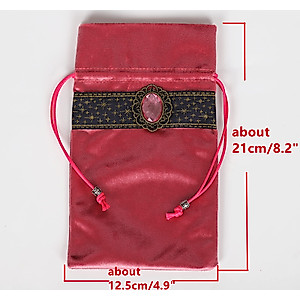 DOARLUO Tarot Bag Pouch Dice,Rune or Card Gift Bag,Drawstring Storage Bucket Bag 5" x 8" (Watermelon red)