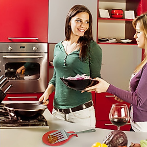 ORBLUE Silicone Spoon Rest for Kitchen Counter, Almond-Shaped Cooking Spoon Holder for Stove Top, Heat Resistant Utensil Rest, 4-PACK