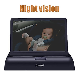 AllRuby Baby Car Mirror, View Infant in Rear Facing Seat with Wide Crystal Clear View,Camera Aimed at Baby-Easily to Observe The Baby's Every Move (4.3 inch)