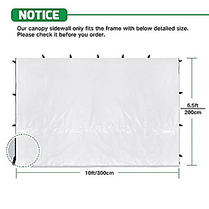 ACEPIC Instant Canopy Tent SideWalls for 10x10 FT Pop Up Canopy, 210D Polyester Waterproof, White (1PCS Sidewall Only, Canopy Tent NOT Included)