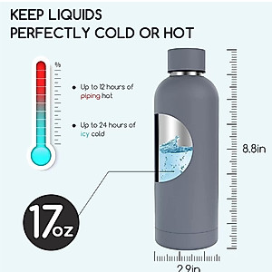 Gteller Double Wall 18/8 Stainless Steel Narrow Mouth Vacuum Flask, Thermal Sports Water Bottle keeping warm and cold (500ml, Dark Green)