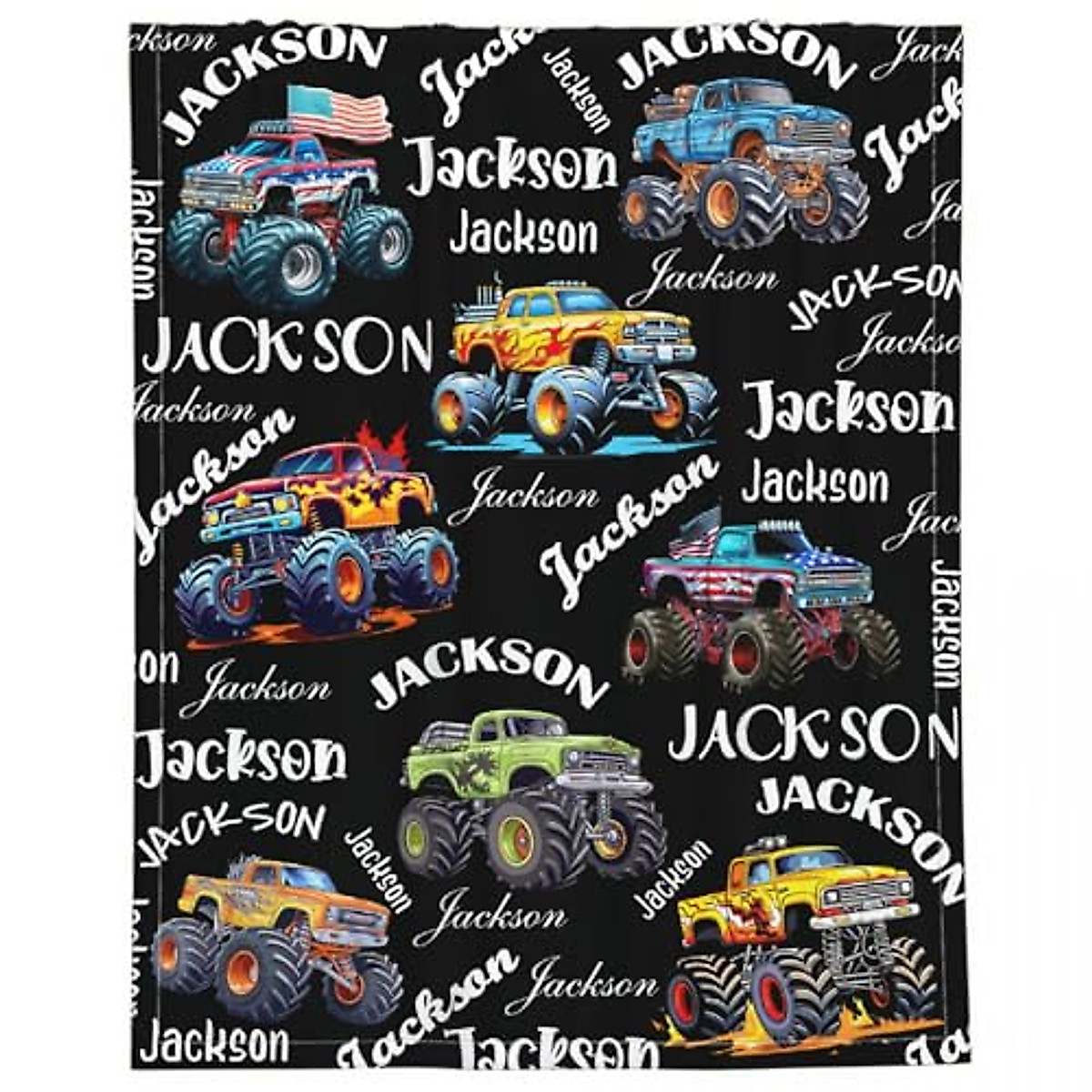 Custom Baby Trucks Blanket Personalized Name Blankets Soft Lightweight Throw Warm Cozy Plush Blankets for Couch Bed Sofa Practical Gift S 40×50in for Kids/Child