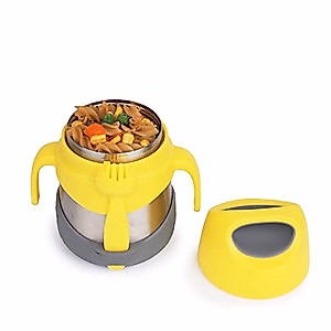 b.box Insulated Food Jar with Spork for Toddlers | Easy Open Container for Toddlers | Stainless Steel, 5hrs + of Perfect temperatures | Dishwasher Safe, BPA Free (Lemon Sherbet, 11 oz)