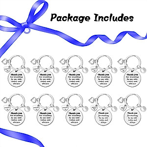 10Pcs Bridesmaid Gifts Keychain Include 8 Bridesmaid Keychain 1 Maid of Honor 1 Matron of Honor Keychain Wedding Gifts for Maid of Honor Bride Tribe Thank You Bridal Party Bachelorette Party Favor