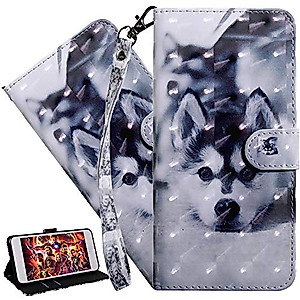 ISADENSER Huawei P40 Lite Case Huawei P40 Lite Flip Cover 3D Cute Animals PU Leather Flip Notebook Wallet Case Magnetic Stand Card Slot Flip Folio Bumper Case for Huawei P40 Lite 3D Art Husky BX